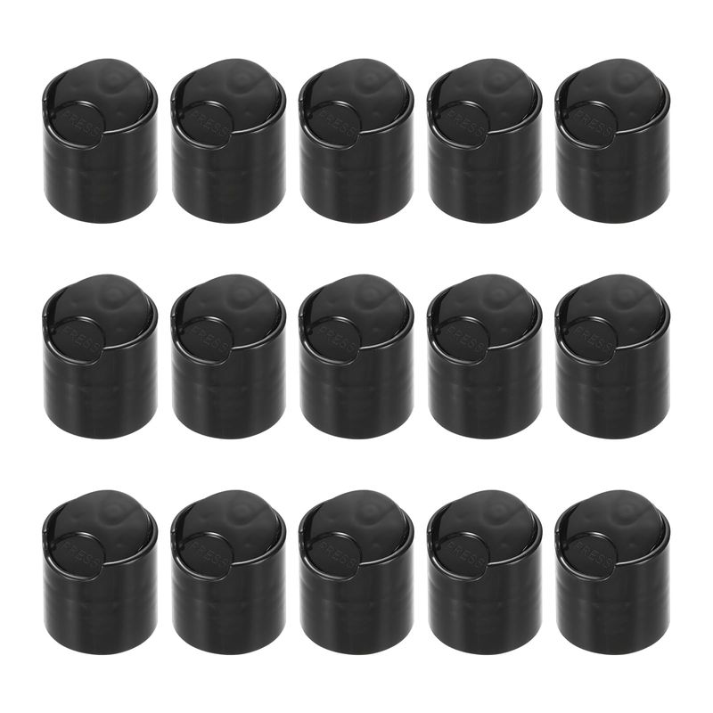 sourcing map 15Pcs Black Disc Top Caps Replacement 28/410 Plastic Press Disk Caps 1.3x1.2x1.1 ...