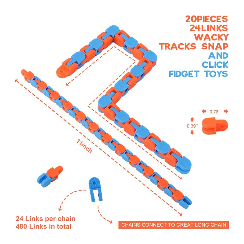 20Pcs Fidget Wacky Tracks Toys Bulks Snap Fidgets Snake Click Toys ...