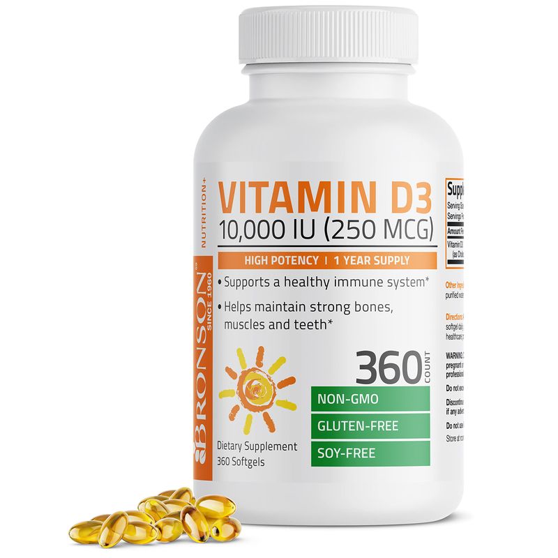 Bronson Vitamin D3 10,000 IU (250 mcg) High Potency - Supports Healthy ...