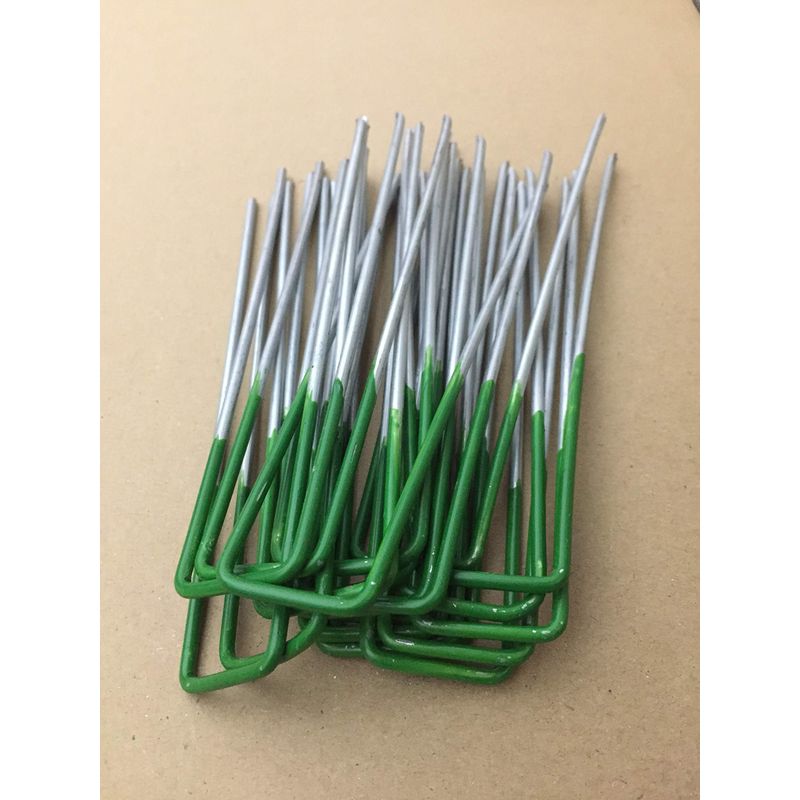 Half Green Artificial Grass Turf U Pins Metal Galvanised Pegs Staples ...