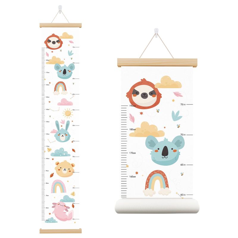 Animals Canvas Growth Chart for Kids, Animals Height Measuring Rulers ...