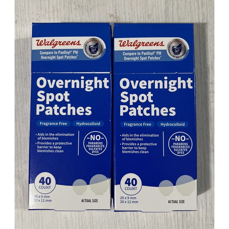 2-Pack Walgreens Overnight Spot Patches, Compare To PanOxyl PM, 40 ...