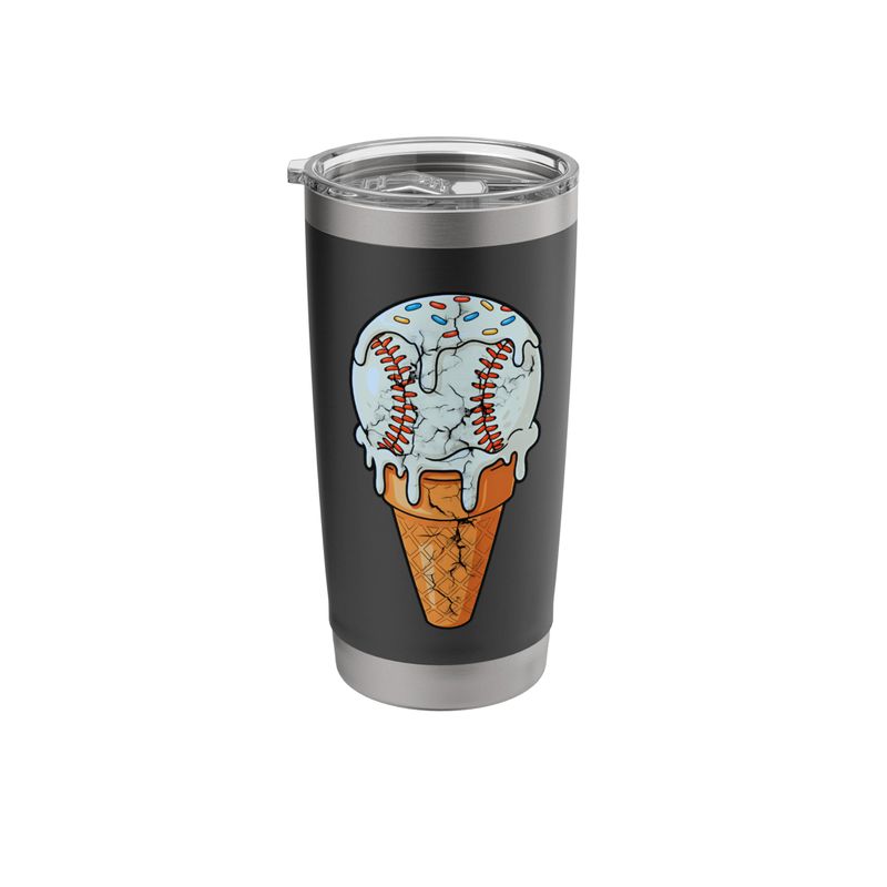 Baseball Ice Cream Cone Fun Summer Sports Stainless Steel Insulated ...