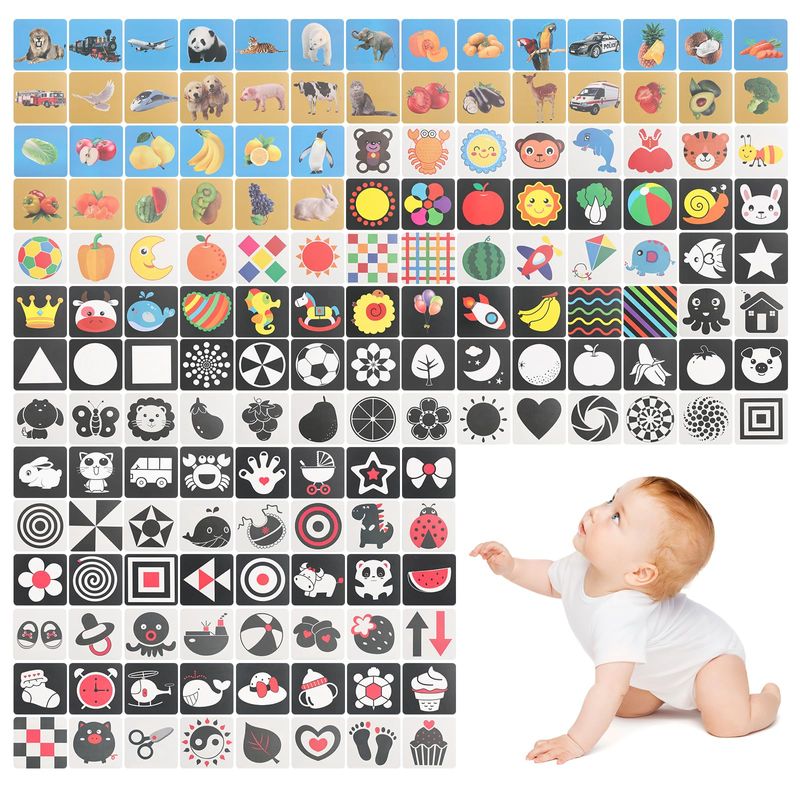 160 Pictures High Contrast Early Learning Cards, 12x12cm Fruits Visual ...