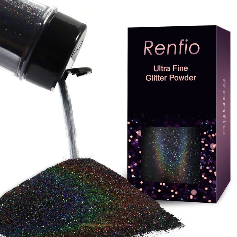 Renfio Holographic Ultra Fine Glitter Powder Metallic Resin Glitter 2. ...