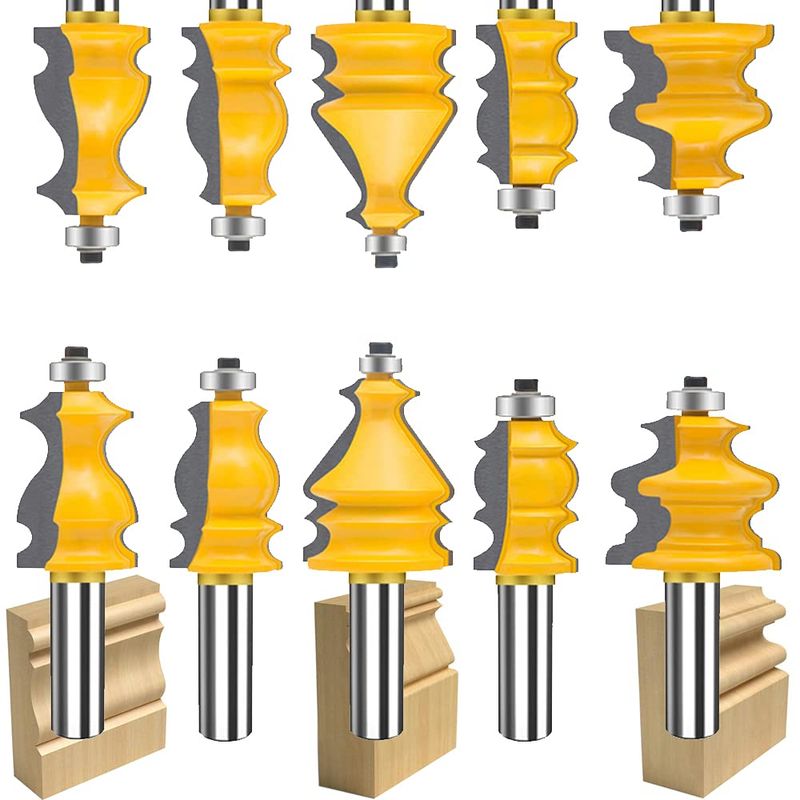 TAIWAIN 1/2 Inch Shank Router Bit Set 5PCS Architectural Picture Frame ...