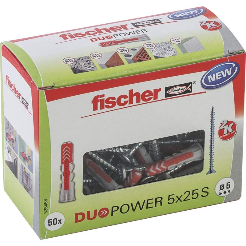fischer DuoPower 5 x 25 S PH, powerful universal plug with panhead ...