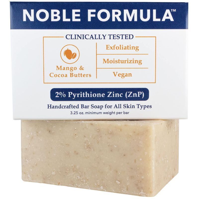 Noble Formula 2% Pyrithione Zinc (ZnP) Bar Soap, Vegan Mango and Cocoa ...