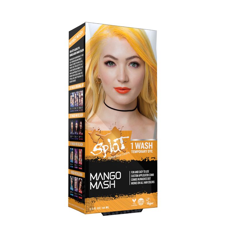 Splat Mango Mash 1 Wash Temporary Hair Dye, 1.5 oz. Single Application ...