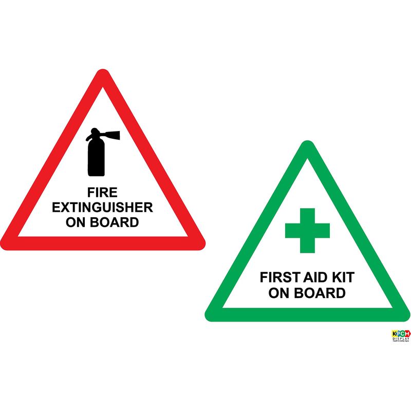 First Aid & Fire Extinguisher on Board Set 2X Vinyl Sticker Label Taxi ...