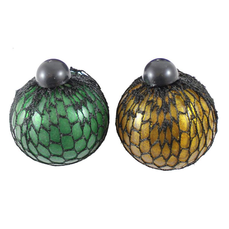 Set of 2 - Metallic Glitter 2" Bubble Mesh Balls - Squishy Fidget Ball ...