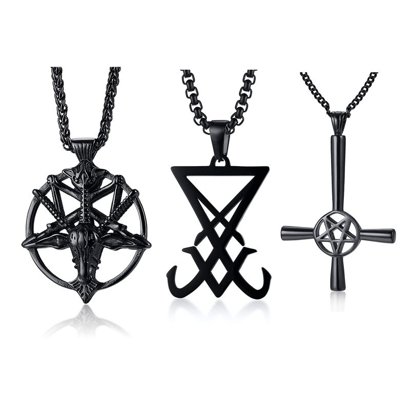 VNOX Stainless Steel Inverted Pentagram Sigil of Lucifer Pagan Occult ...