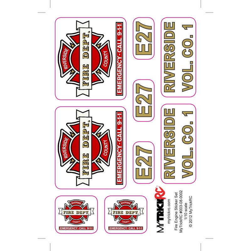 MyTrickRC Genuine MYK-ST2 Fire Truck Decal Set, 1/10th Scale, Materials ...