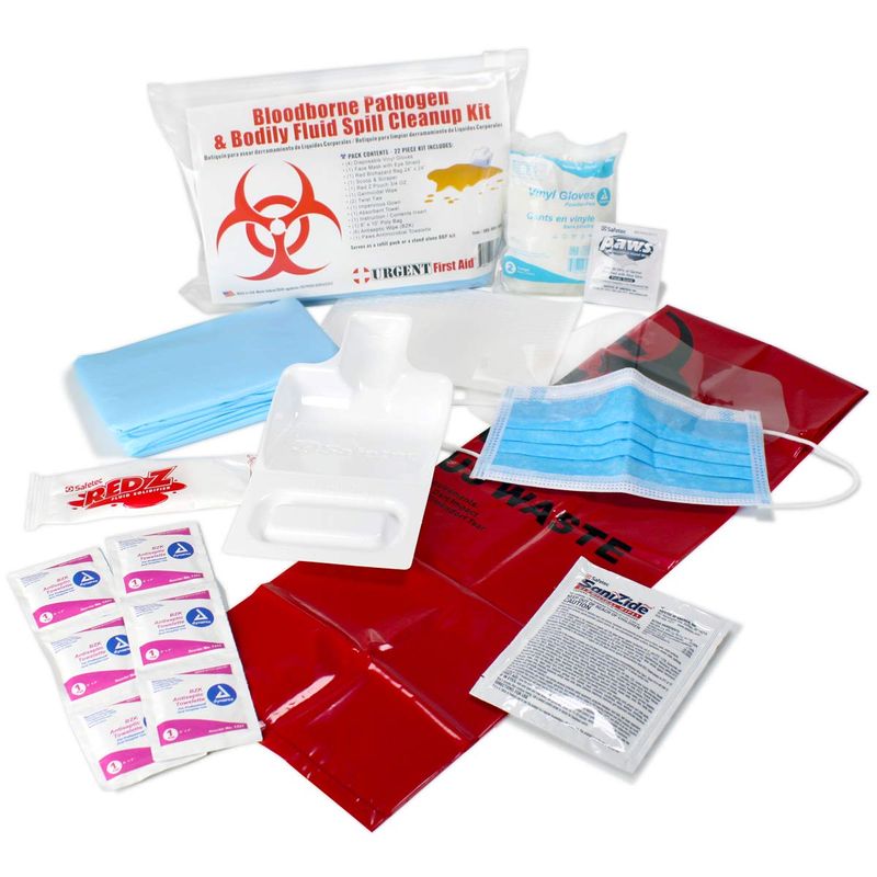 Urgent First Aid 22 Piece Bodily Fluid Clean Up Pack/Bloodborne ...