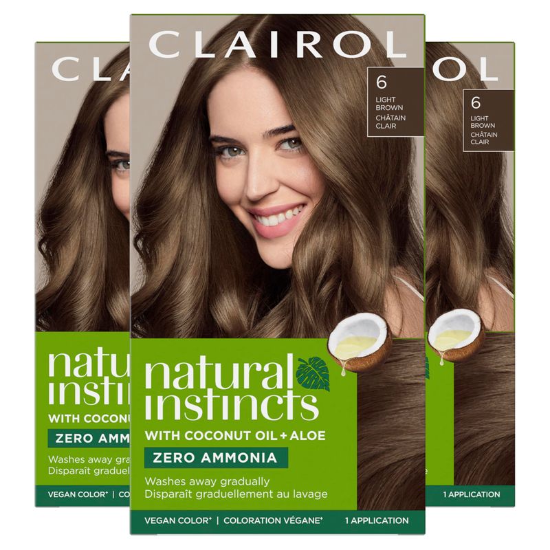 Clairol Natural Instincts Demi-Permanent Hair Dye, 6 Light Brown Hair ...
