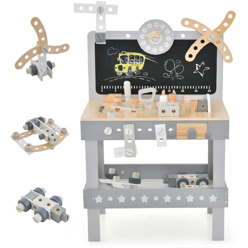 INFANS Tool Bench Set for Toddlers, Kids Wooden Workbench with ...