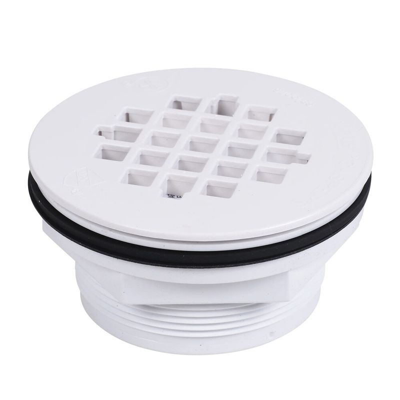 2" Caspers Plastic No Caulk Shower Drain with Wrench and White Shower ...