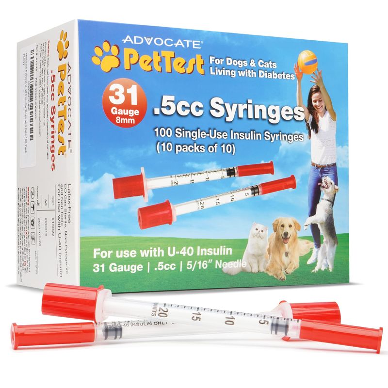 PetTest U-40 Pet Insulin Syringes With Needles - Comfortable Thin 31 ...