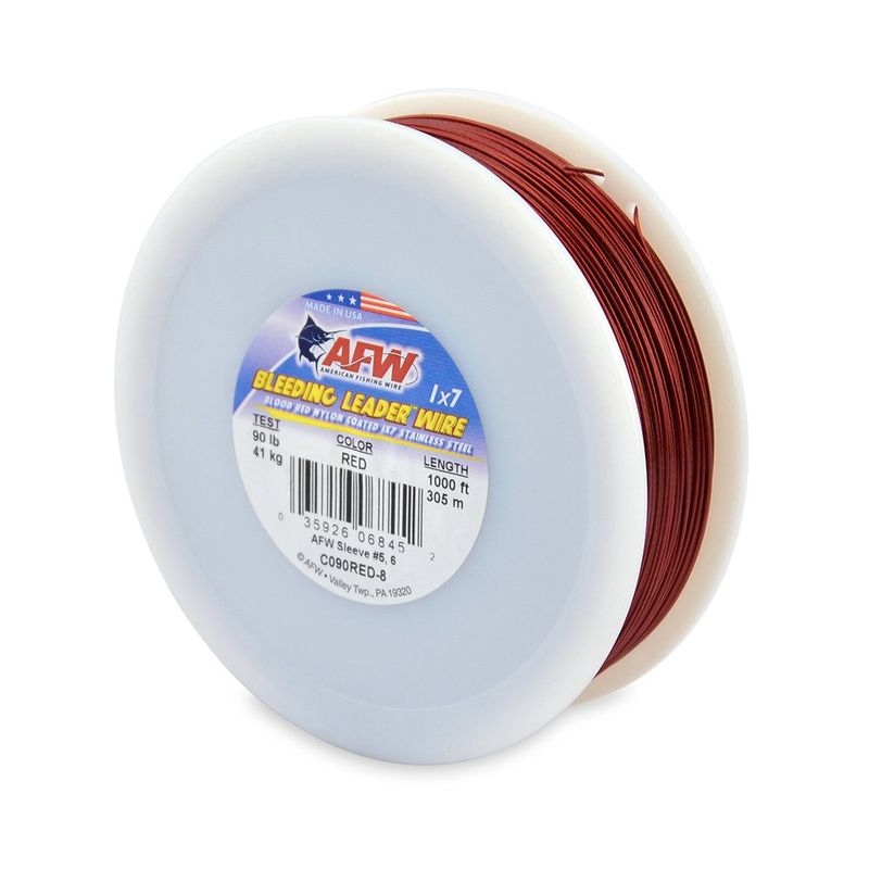 American Fishing Wire Bleeding Leader Blood Red Nylon Coated 1x7 ...