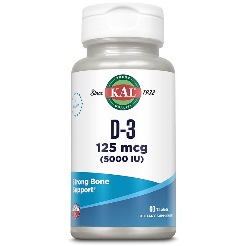 KAL Vitamin D3 5000 IU 125 mcg, High Potency Vitamin D Tablets, Calcium ...