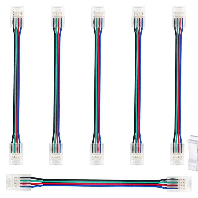 10 mm LED Strip Connector, 4-Pin RGB Strip Connector, Transparent Connector, 150 mm Long ...