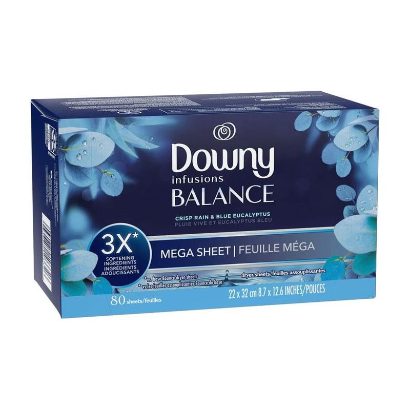 Downy 80 Sheets Crisprene & Blue Eucalyptus Sheets Dryer Soft Finish ...