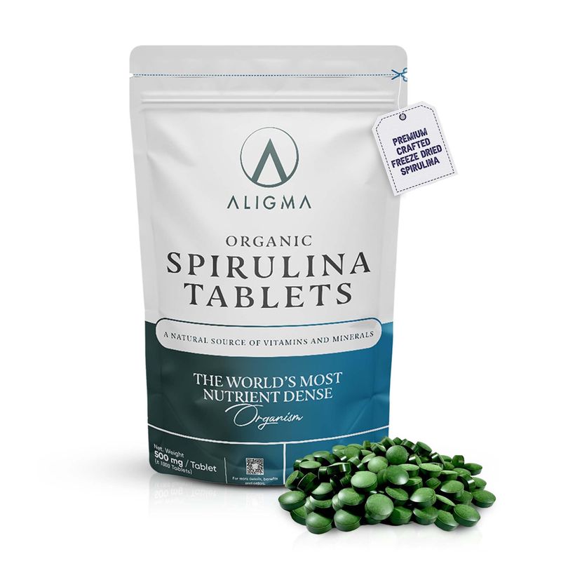 Aligma Organic Spirulina Tablets 1000×500 mg for Immune System Booster ...