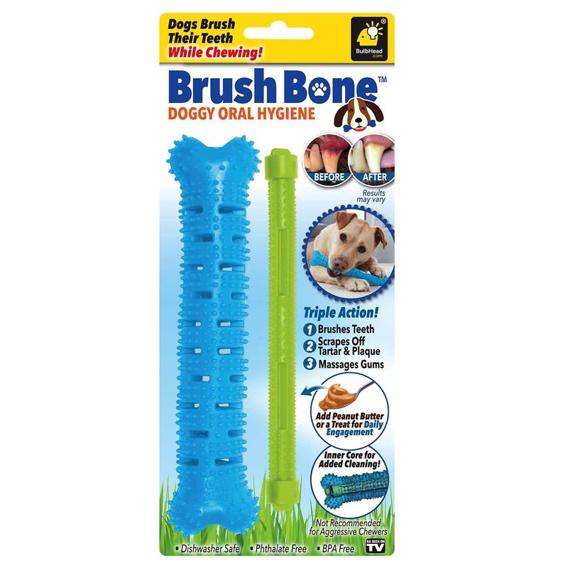 BulbHead BrushBone Toothbrush, Dogs Chewing, Plaque and Tartar Remover ...