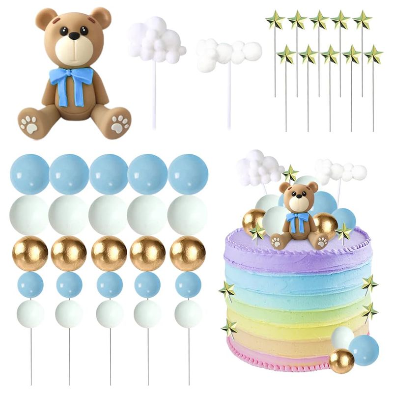 ZPSOSPZ Teddy Bear Cake Toppers 38 PCS Teddy Bear Cake Decoration with ...