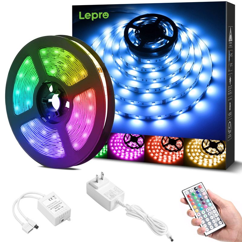 Lepro SMD 5050 LED Light Strip, 16.4 ft (5 m), RGB, High Brightness ...