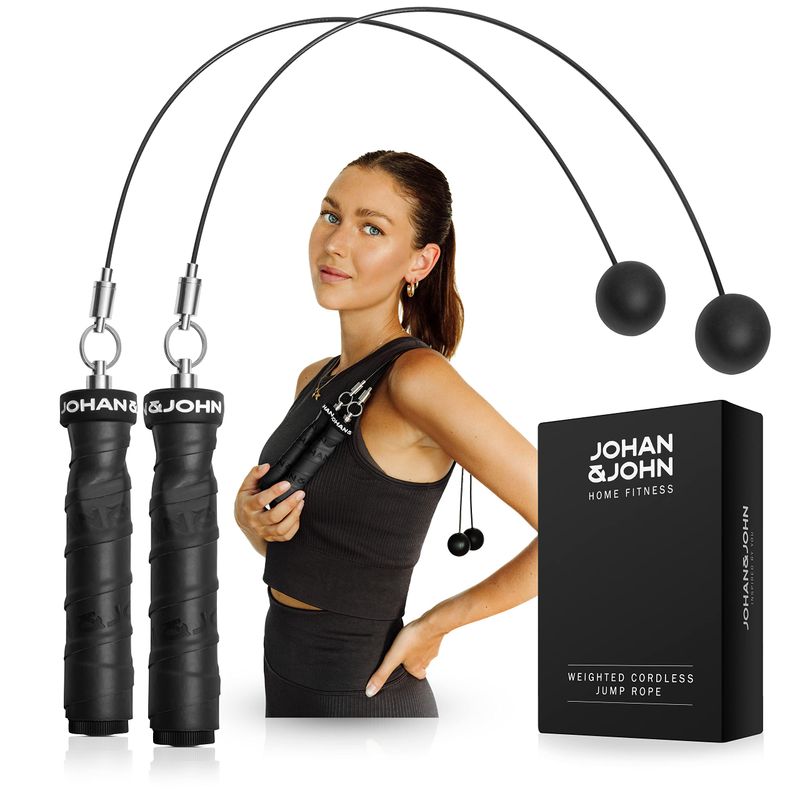 Johan & John Weighted Cordless Jump Rope for Women Men - Fitness Workout Set With Ergonomic ...