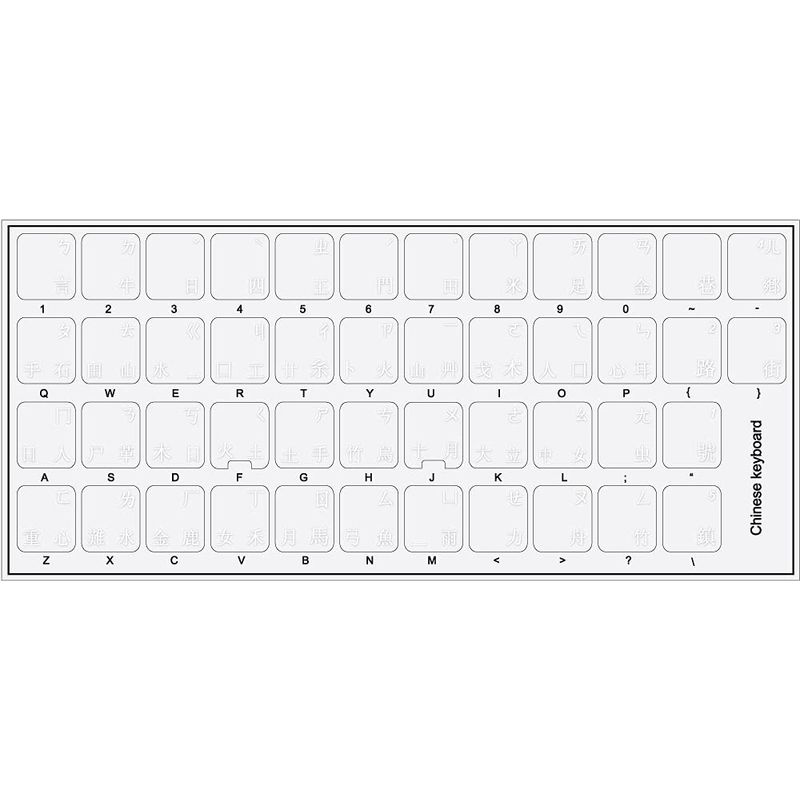 Chinese Keyboard Stickers Transparent Background with White Lettering ...