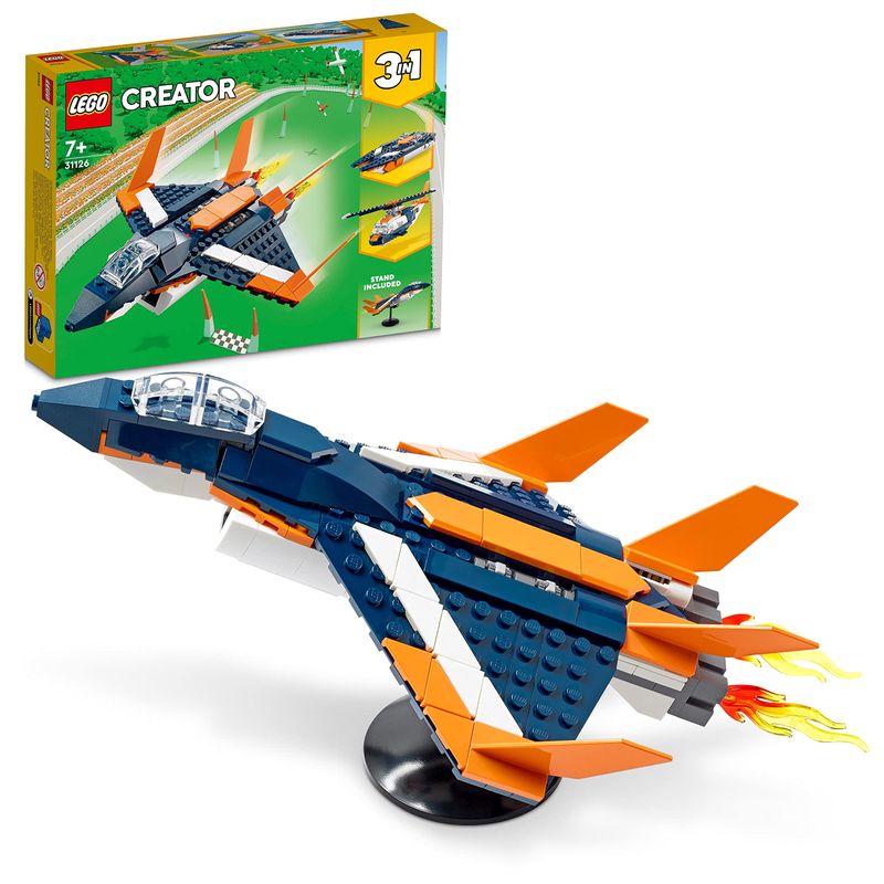 LEGO Creator 3in1 Supersonic Jet Plane to Helicopter to Speed Boat Toy ...