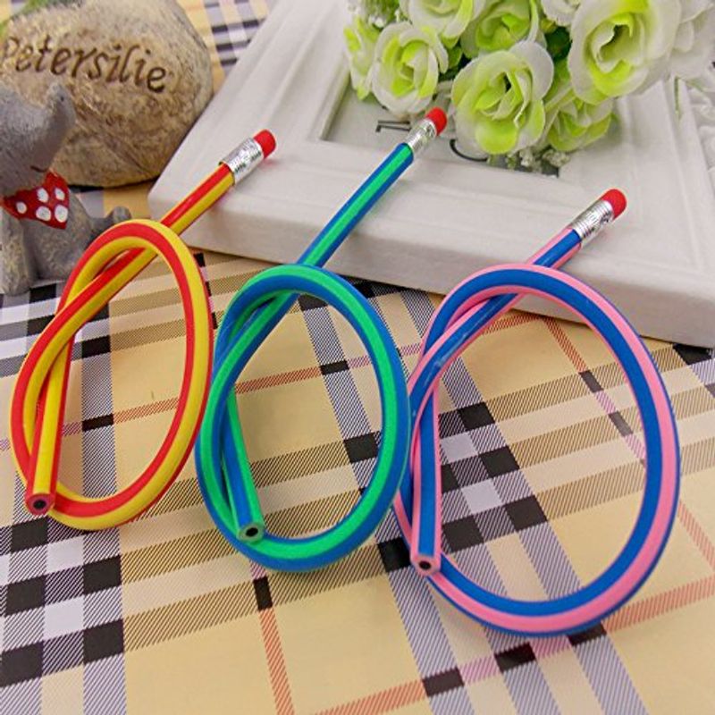 Gifts UK® Soft Bendable Flexible Pencils With Rubber Erasers Novelty ...