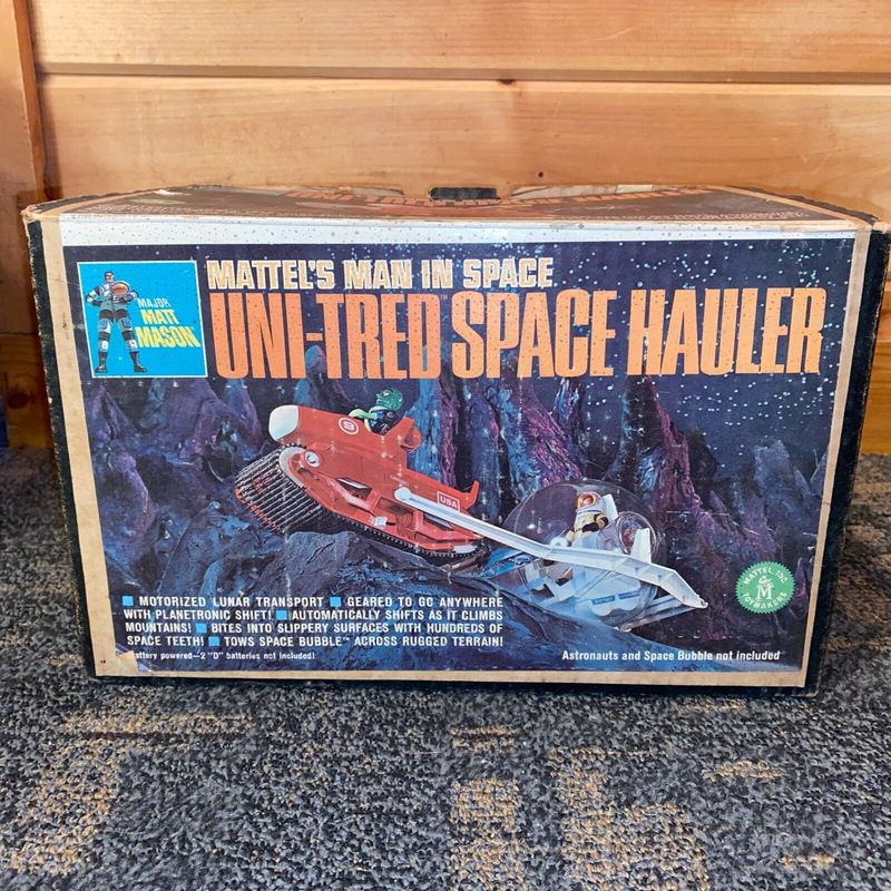 VTG 1968 Mattel MAJOR MATT MASON Uni Tred Space Hauler & Box Man In ...