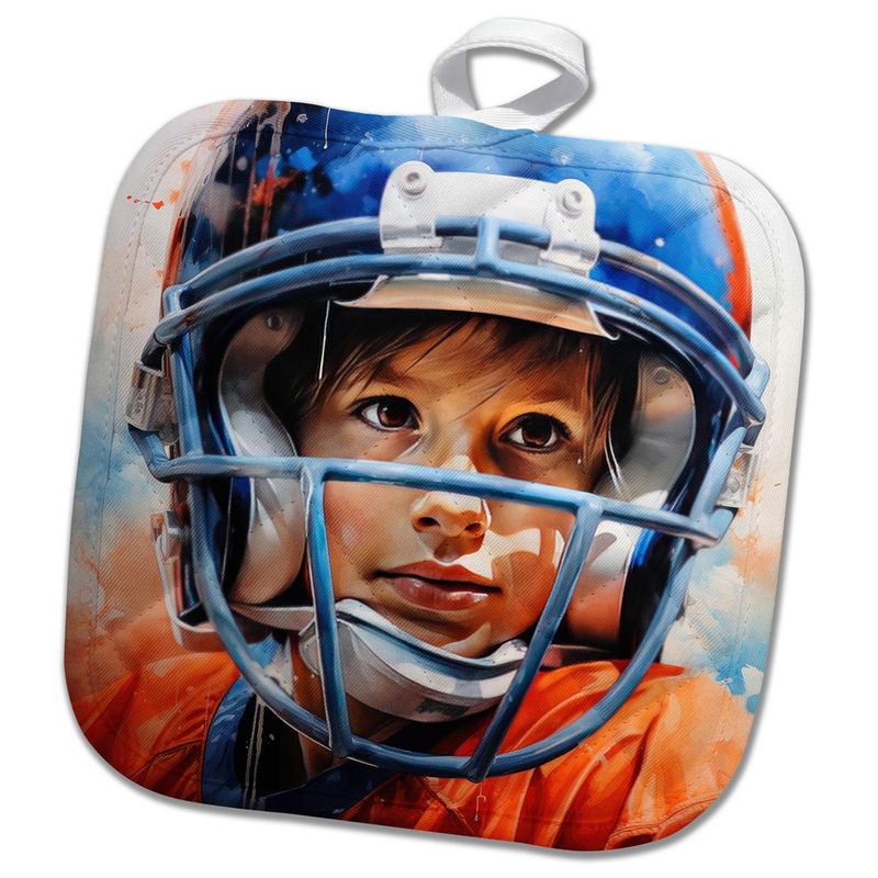8x8 Potholder - A Vibrant Painting of a Young boy in an American ...