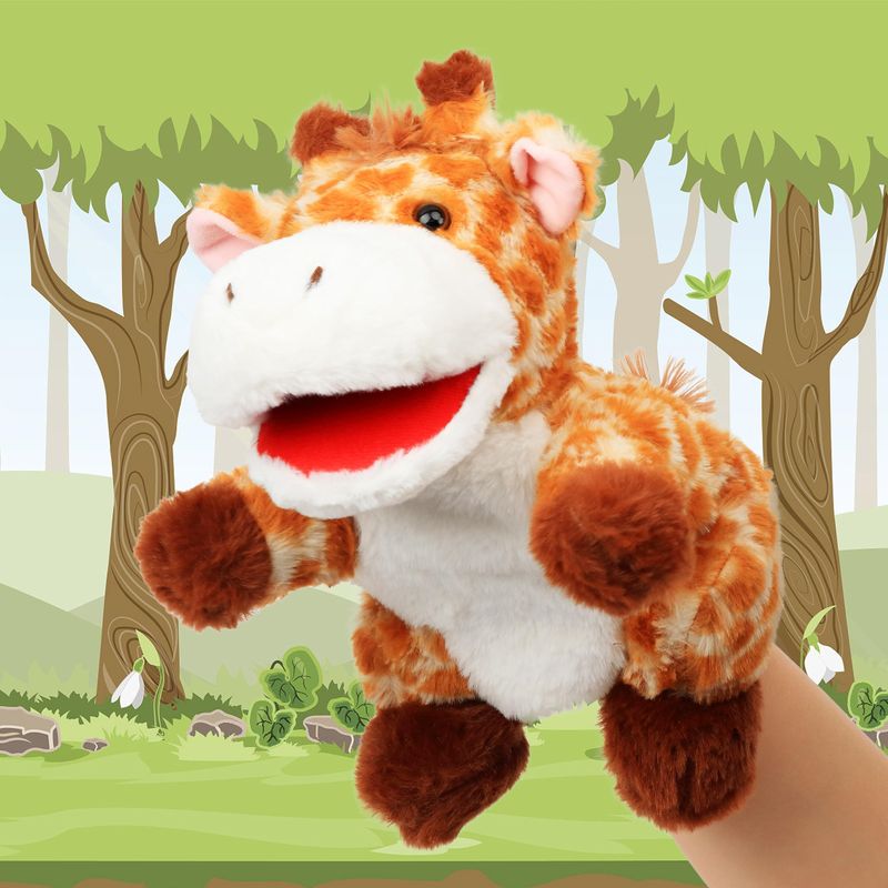 Cuteoy Plush Giraffe Hand Puppet Stuffed Animal Toy Open Movable Mouth Creative Role Play ...