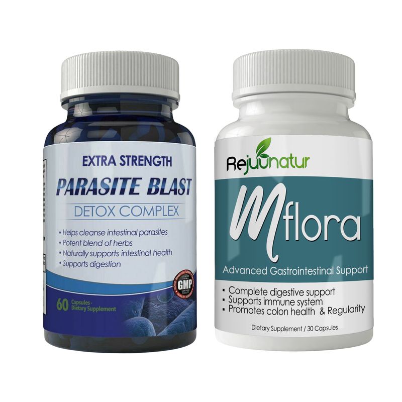 Intestinal Parasite Cleanse Detox Pills & Mflora Probiotic Digestive ...