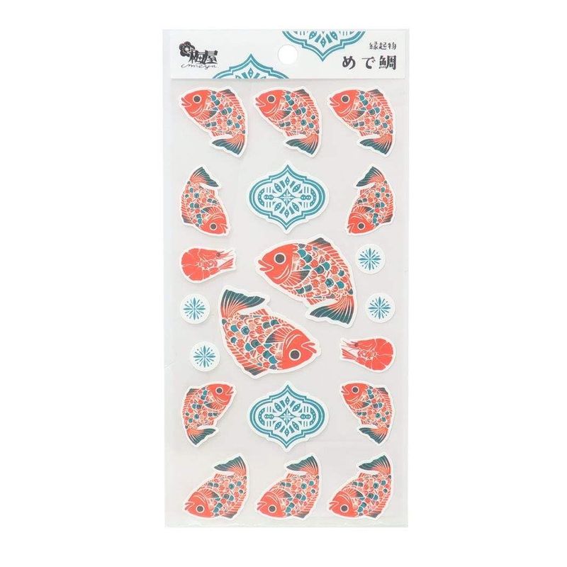 [Sticker Sheet] Umeya Japanese Style Seal Set, Lucky Charm/Sea Bream ...