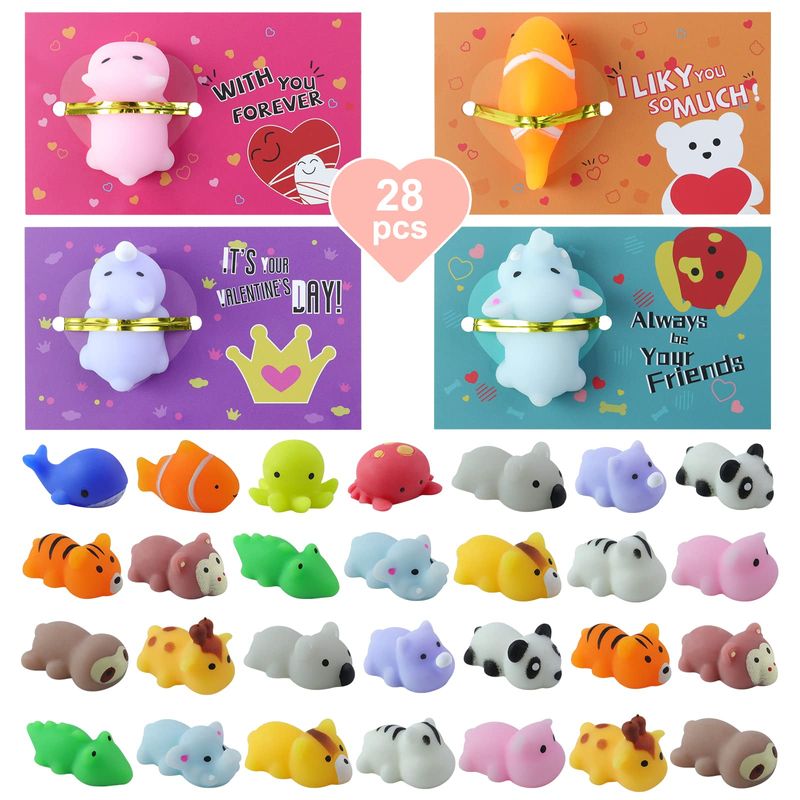ZIZICG 28Pack Valentines Day Cards for Kids School with Kawaii Mochi ...