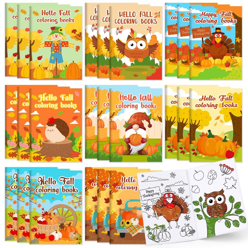 Containlol 48 Pcs Fall Coloring Books Thanksgiving Mini Coloring Books ...