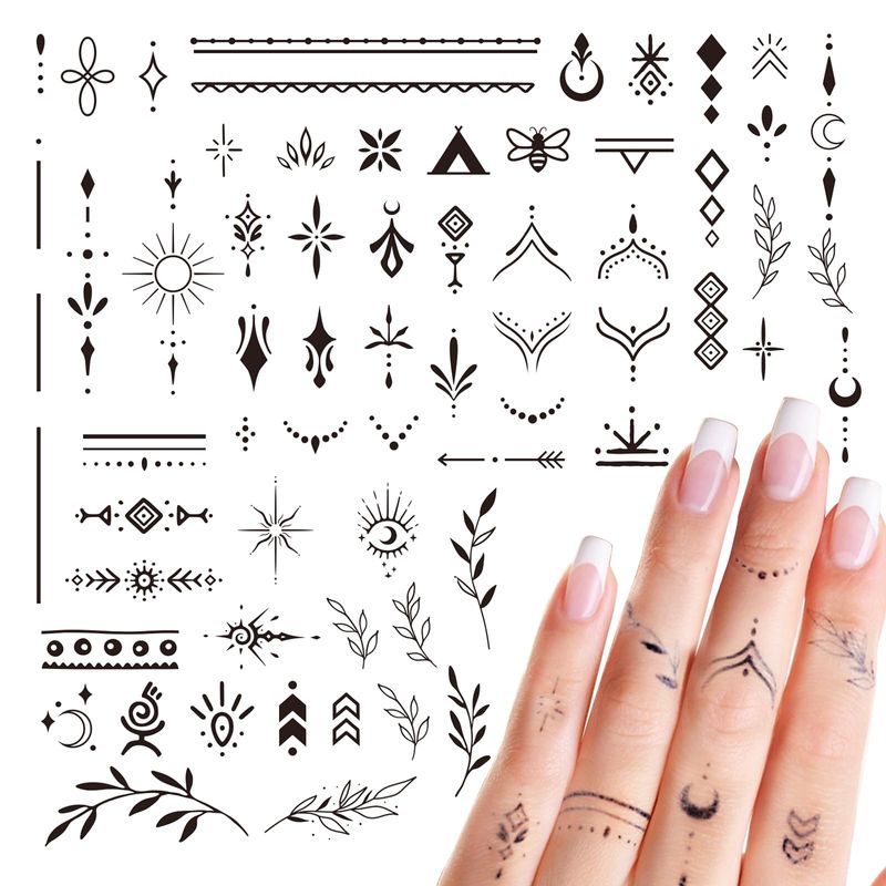 2 Sheets Fake Temporary Tattoos Finger Tattoo Stickers Tiny Tattoo ...