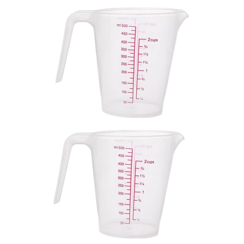 Plastic Measuring Cup 2Pcs 500ML Measuring Mug 8/16oz with Handle ...