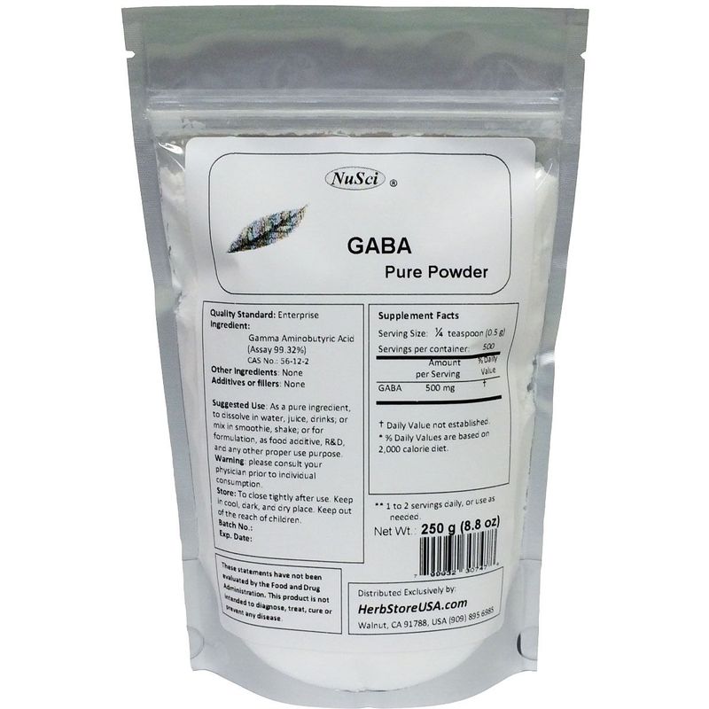 NuSci 100% Pure GABA Powder 250g (8.8oz) lose fat energy relax mood ...