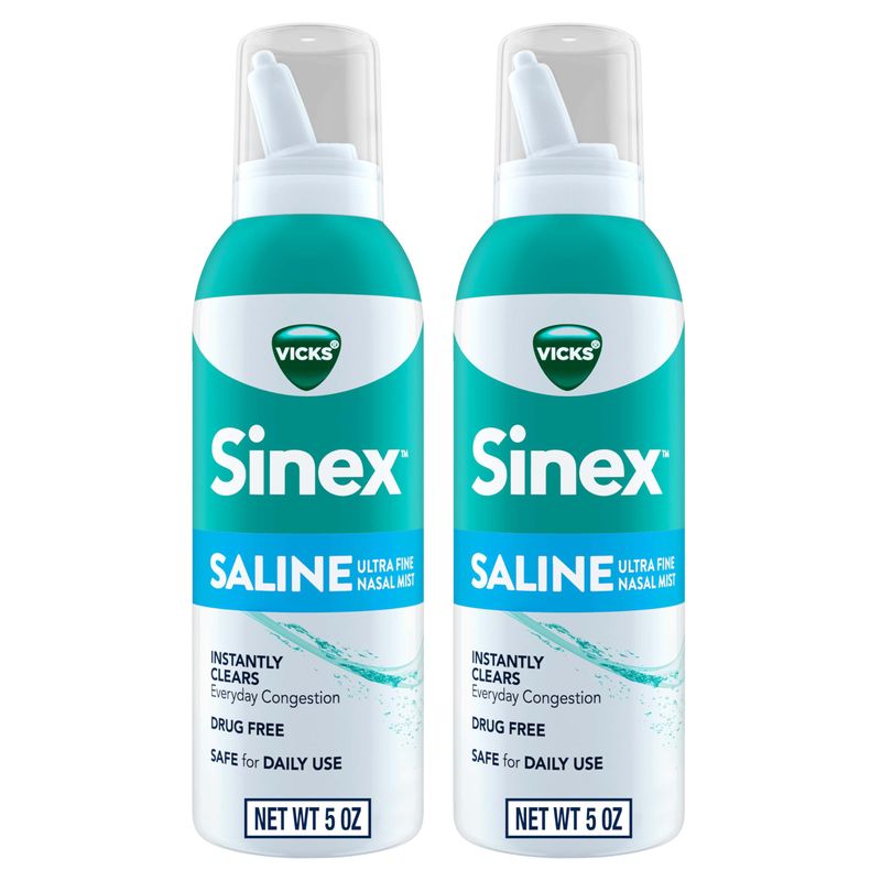 Vicks Sinex SALINE Nasal Spray, Drug Free Ultra Fine Mist, Clear ...