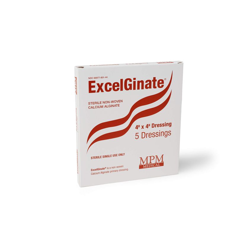 ExcelGinate Calcium Alginate Dressing, 4"x4" [Box of 5] Sterile, MPM ...