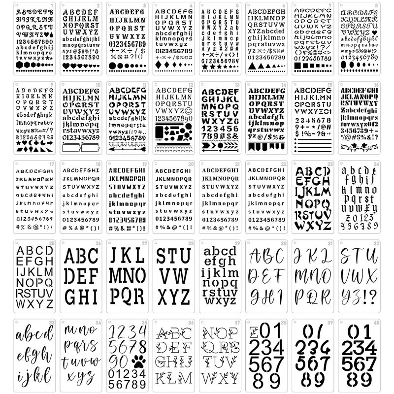 40pcs Alphabet Stencils,Small Letter Stencils,Reusable Letters and ...