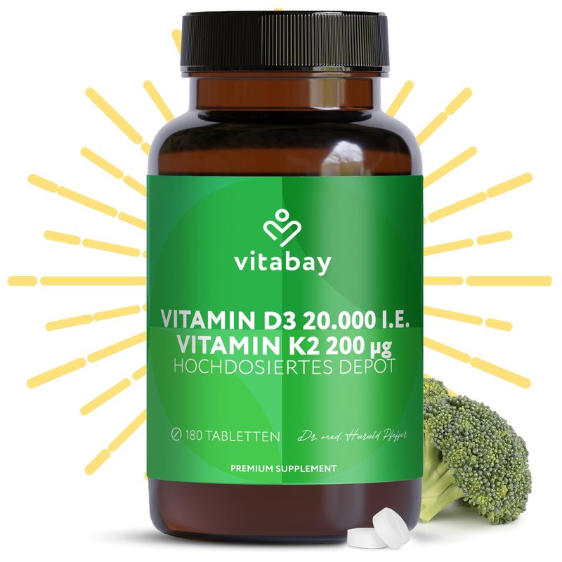 Vitabay Vitamin D3 K2 High Dose 20000 – 180 Vegan and Laboratory-Tested ...