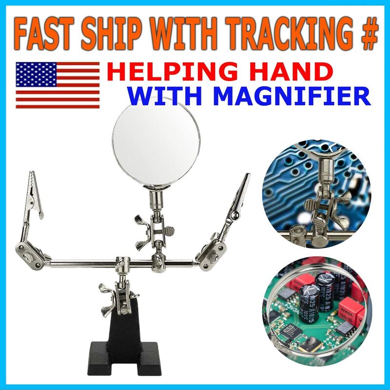 Helping Third Hand Magnifier Soldering Stand Clamp Holder Alligator ...