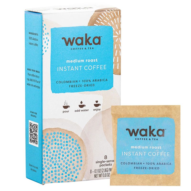 Waka Premium Instant Coffee Medium Roast, 8 Single Serve Packets in a ...